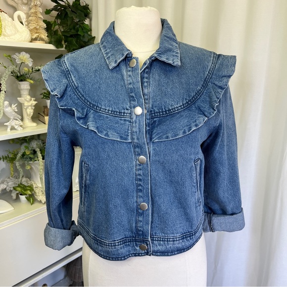 Le Lis | Jackets & Coats | Le Lis Blue Denim Ruffle Yoke Jacket | Poshmark